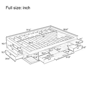Merax Wood Captain's Platform Storage Bed with Drawers,Classic Bed Frame No Box Spring Needed Full, White