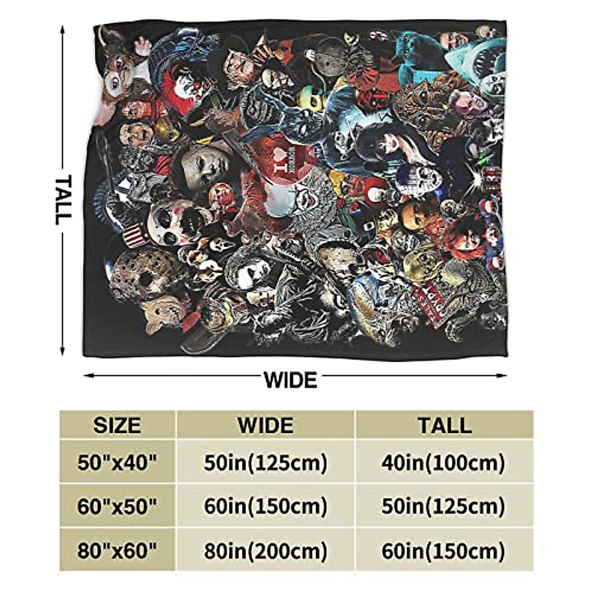 Horror Movie Characters (Many Faces of) Flannel Blanket,Super Soft, Comfortable and Warm, Perfect for Sofa, Living Room and Bedroom 80"X60"