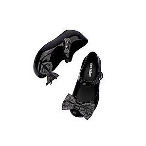 Mini Melissa Ultragirl Sweet IX Mary Jane Flats for Babies & Toddlers - Comfortable & Cute Peep Toe Jelly Flat Shoes with Clear Sparkly Upper, Pink Glitter/Beige, 9