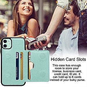 LakiBeibi Case for iPhone 11 Case with Card Holders, Dual Layer Lightweight Slim Leather iPhone 11 Wallet Case Flip Folio Magnetic Lock Protective Case for Apple iPhone 11 6.1 Inch (2019), Mint
