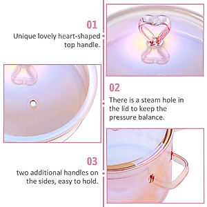WHJY Clear Pots for Cooking, Pink Cookware, Pink Pot, Heart Pot, Clear Glass Pots for Cooking on Stove – 51oz/1500ml