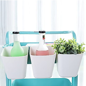 Rikyo 4Pack Hanging Cup Holders,Trolley Basket Storage,Rolling Cart Accessories,4.75x4 Hanging Holder Storage Containers Hanging Buckets Hanging Bins,Plant Container Holder (Black)