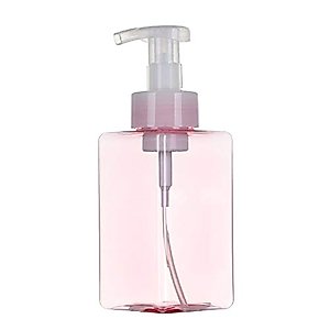 FKJLUN Soap Dispenser Pump Square Clear Foaming Bottle Liquid Soap Whipped Mousse Points Bottling Shampoo Lotion Shower Gel Foam Pump Bottles Ending Hand Lotion Bottle (Color : 450ml Pink)