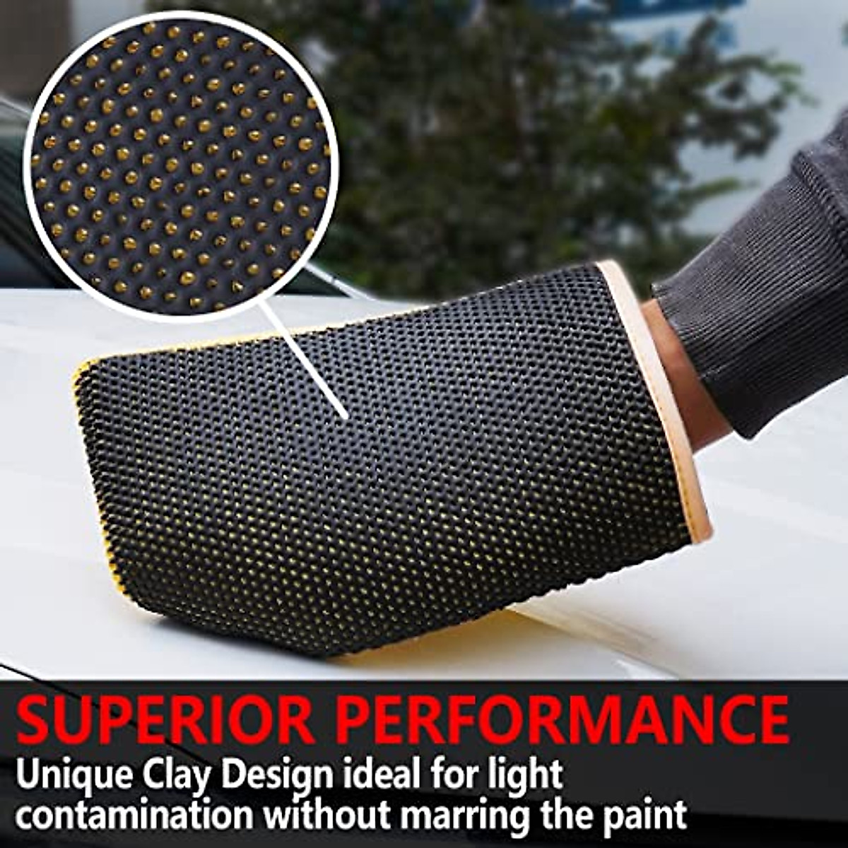 BUFFING HERO Car Polishing Clay Mitt - Medium Grade Clay Bar Wash Mitt Car Detailing Glove for Removing Debris from Your Paint