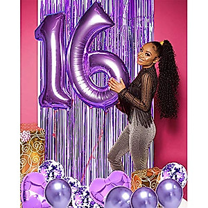 16th Birthday Decorations for Girls, 16th Birthday Balloons Purple, 16th Birthday Decorations, Purple Balloons, It's My Birthday Sash, Cake Topper, Birthday Banner for 16th Birthday Decorations