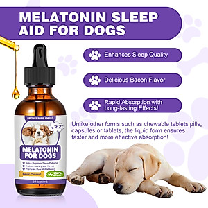 Melatonin for Dogs,Dog Melatonin,Dog Sleep Aid,Liquid Melatonin for Dogs,Calming for Dogs,Melatonin for Dogs Sleep Relieves Anxiety and Stress in Dogs, Helps Calm and Restful Sleep,Bacon Flavor