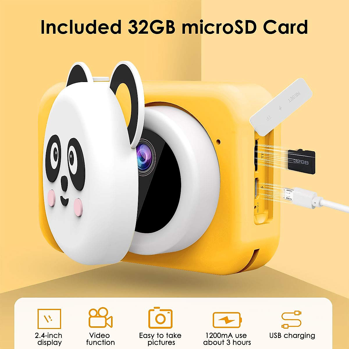 Fixget Kids Camera, Children 1080P HD Digital Dual Cameras with 32GB SD Card, Toddler Selfie Video Recorder Toy Birthday Gift for 4-12 Year Old Girls Boys