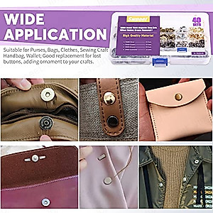 Swpeet 40 Sets 18mm Round Strong Magnetic Button Clasps Snaps, Metal Fastener Clasps Gold Silver Bronze Black DIY Craft Sewing Knitting Buttons Sets for Sewing, Purses, Bags, Clothes, Leather