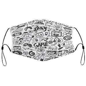 Comfortable Windproof, Monochrome Sketch Style Gaming Design Racing Monitor Device Gadget Teen 90s,Printed Facial decorations for adult JB-0002956