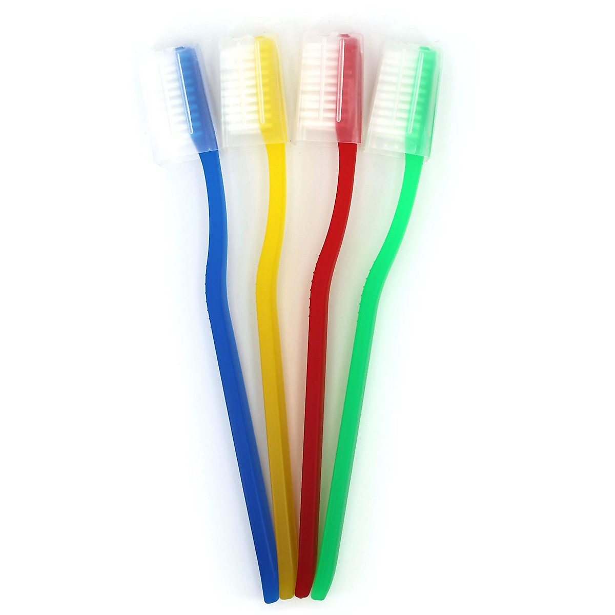 250 Freshmint Toothbrushes with Clear Travel Cap, Soft Nylon Bristles, Individually Wrapped, Assorted Colors