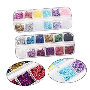 FOMIYES 2 Sets Four-Pointed Star Sequins Glitter Stickers Nail Sequins Nail Art Stickers 3D Holographic Glitter Nail Metallic Nail Tip Decoration Glitter Nail Polish PVC Manicure Glitter