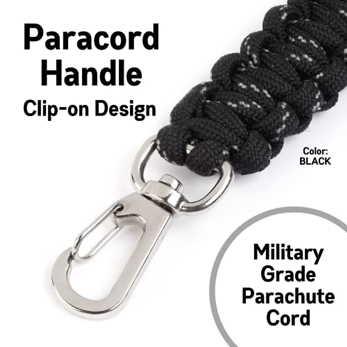 Gearproz Paracord Handle for Hydro Flask - Also Compatible with Iron Flask, Thermoflask, Takeya 12 to 40 oz Water Bottles - Accessories with Survival Cord Handle (Black)