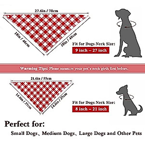 Birthday Plaid Dog Bandana with Button, Dual Layer Scarf Soft Cotton Triangle Bib Girls and Boys Kerchief Adjustable Accessories for Small Medium Large Extra Large Dog Puppy Pet Cat