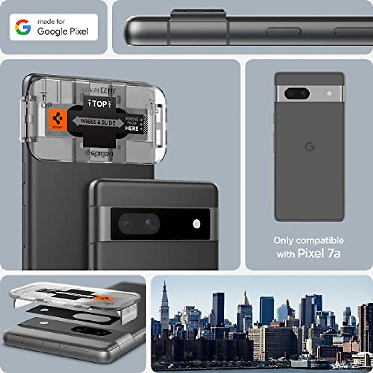 Spigen Camera Lens Screen Protector [GlasTR EZ FIT Optik] Designed for Pixel 7a [Case Friendly] - [2 Pack]