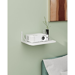 Small Mini Projector Shelf/Modem Shelf/Router Shelf/Router Wall Mount/Cable Box Wall Mount,Floating Projector Wall Mount, Projector Shelf for Wall, Holder Stand Accessories White