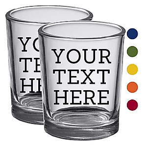 Personalized Printed 2.5oz Shot Glasses 2pk – Customized Gift for Women Men, Custom Message Name, Birthday Gift Ideas Friend Her Him, 21st Party Favors, Cute Funny Unique, 16 Colors, Your Text Here