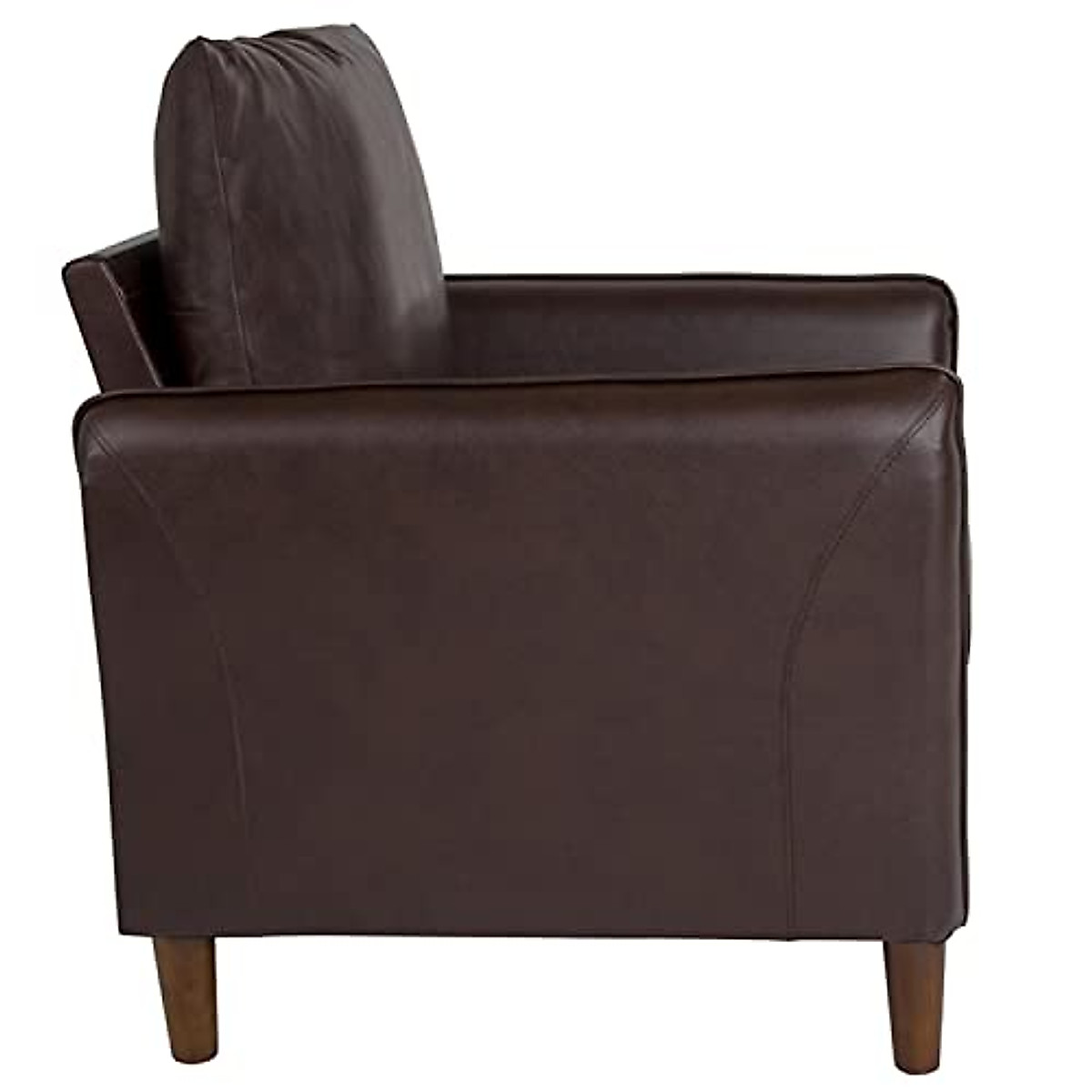 Flash Furniture Milton Park Upholstered Plush Pillow Back Arm Chair in Brown LeatherSoft
