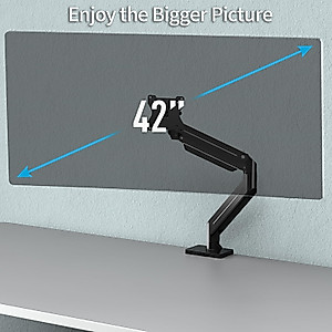 MOUNTUP Heavy Duty Monitor Arm for 13''-42'' Ultrawide Screen up to 33 lbs, Computer Monitor Stand for Desk, Full Motion Gas Spring Monitor Desk Mount, VESA Monitor Mount with C-Clamp & Grommet Base