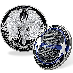 St.Michael Archangel Prayer Law Enforcement Police Thin Blue Line Challenge Coin Commemorative Gift