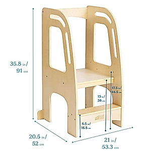 ECR4Kids Chef's Helper Kitchen Tower, Step Stool, Natural