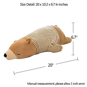 MMTTAO Stuffed Polar Bear Animal Plush Toy 20 Inch Large Brown Sleeping Bear Animal Stuff Soft Plushies Cute Dolls Collection Huggable Throw Pillow Cushion Gifts for Kids Children Boys Girls, 20Inches