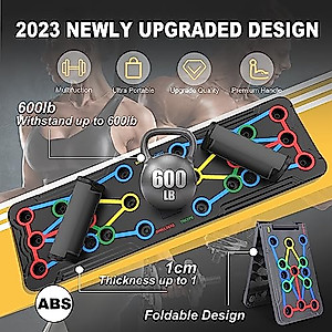 Berleng Push Up Board, Foldable Pushup Fitness Stand for Portable Strength Training. Rugged, Stable Equipment for Home Gym Workout for Men & Women, Gift for Boyfriend