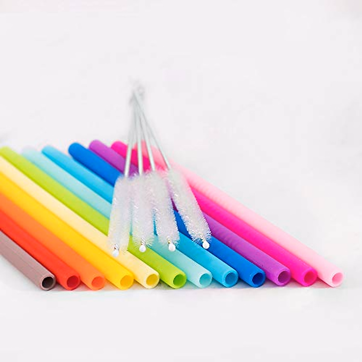 12Pcs Reusable Silicone Straws - Regular Size 6“ for Toddlers + Storage Pouch