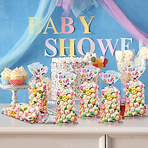 Harloon 100 Pieces Cellophane Treat Bags with Twist Ties, Watercolor Dots Cellophane Bags Plastic Treat Candy Bags for Birthdays Baby Shower Mothers Day Graduation Party Supplies