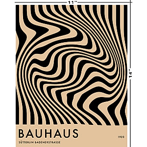 Mid Century Modern Bauhaus Wall Art - 11x14" UNFRAMED Print - Abstract Wall Decor - Exhibition Poster Replication (Black)