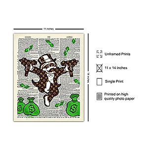 LARGE 11X14 - Designer LV Monopoly Man Poster - Glam Fashion Design - Urban Street Art - Graffiti Wall Art Print - Room Decoration for Dorm, Office, Teens Bedroom – Cool Gift – High Fashion Home Decor