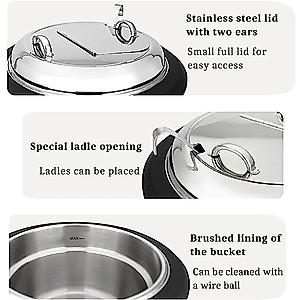 XENITE 304 Stainless Steel Commercial Soup Warmer Pot, 10L Electric Soup Kettle Food Buffet Warmer Machine, for Family Gathering and Restaurant,Black