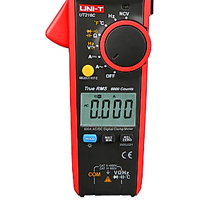 UNI-T Clamp Meter UT216C, Inrush Current AC/DC 600A TRMS HVAC Volt Amp Ohm Meter Multi Meter, Auto Ranging 6,000 Counts, Voltage Frequency Resistance Capacitance Temperature Continuity Diode Tester