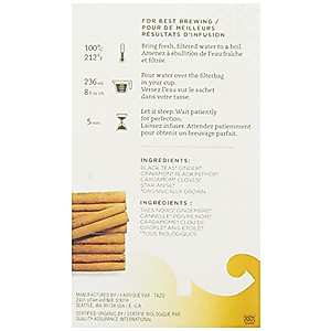 Tazo Organic Chai - 149904, Black Tea-24 Tea Bags-2.3oz/65g