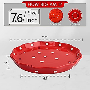 AVLA 4 Pack Porcelain Dessert Plates, 7.6 Inch Small Appetizer Salad Plate, Kitchen Serving Flat Dishes for Snacks, Appetizer, Ice Cream, Fruit, Wedding Cake Plate, Polka Dot