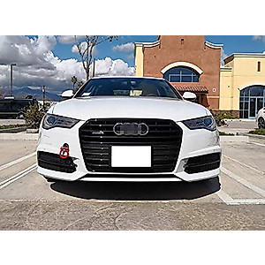 iJDMTOY Red Track Racing Style Tow Hook Ring Compatible with 2008-up Audi A4 A5 A6 A7 S4 S5 S6 S7, Made of Light Weight CNC Aluminum