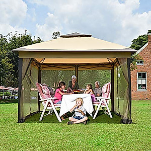 Yescom All-in-1 11x11ft Pop-Up Gazebo Tent with Mesh Sidewall Carry Bag Sunshading Shelter for Outdoor Yard Garden Patio