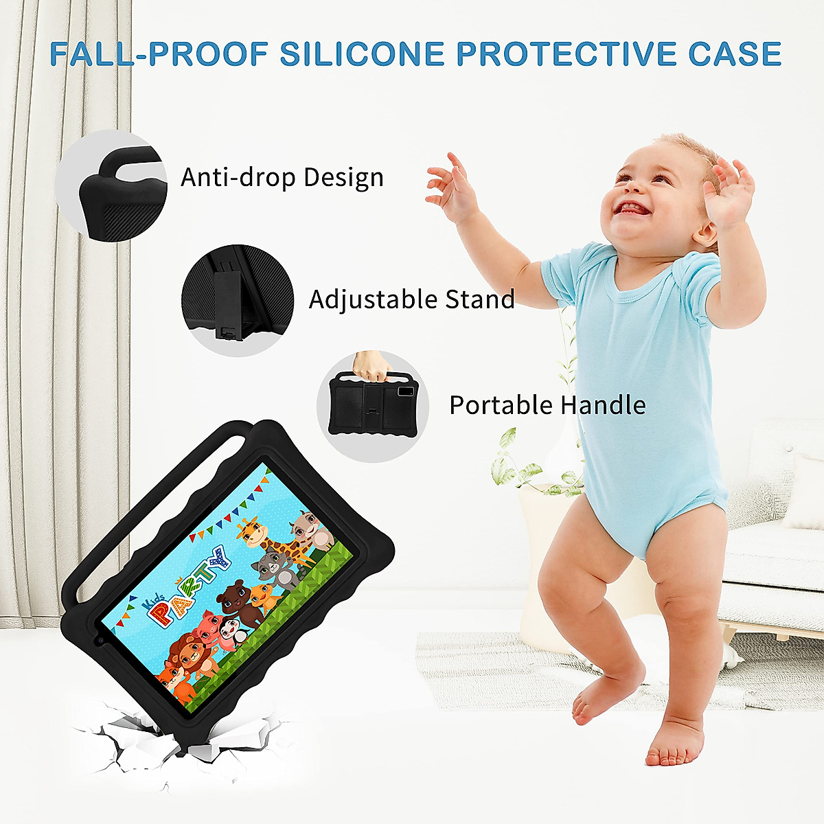 BYYBUO Kids Tablet, 7 Inch Android 12.0 GO Tablet for Kids, 2GB+32GB ROM, HD Eye Protection Screen Toddler Tablets with Shockproof Case, Parental Control,The Best Gift for Children(7 Colors)