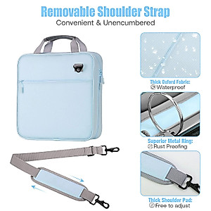 MoKo Zipper Binder, 3 Ring 2 inch Binder with Zipper,500 Sheet Capacity Multi-Pocket School Binder for Middle School, Handle and Shoulder Strap Included, Blue & Gray