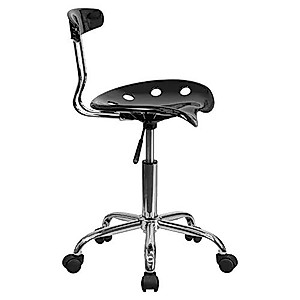 Flash Furniture Vibrant Black and Chrome Swivel Task Office Chair with Tractor Seat