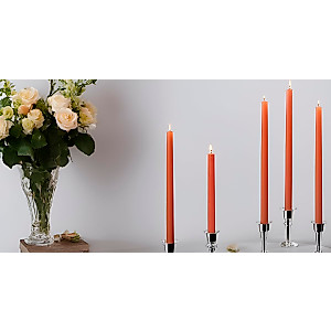 Biedermann & Sons 2 Pack Tall Taper Candles - Unscented Dinner Candle Set 10 Hour Burn Time, 10-Inch, Amber Orange