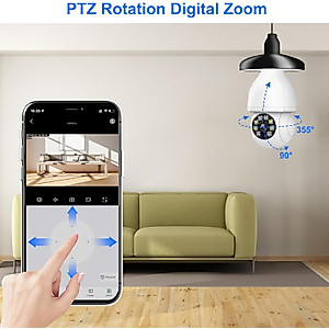 5G Light Bulb Security Camera,PTZ 360° Wireless Cameras Outdoor Indoor,1080P WiFi 6 Dual Band Home Surveillance Dome Cameras,2 Way Audio Color Night Vision,Motion Detection Alarm E27