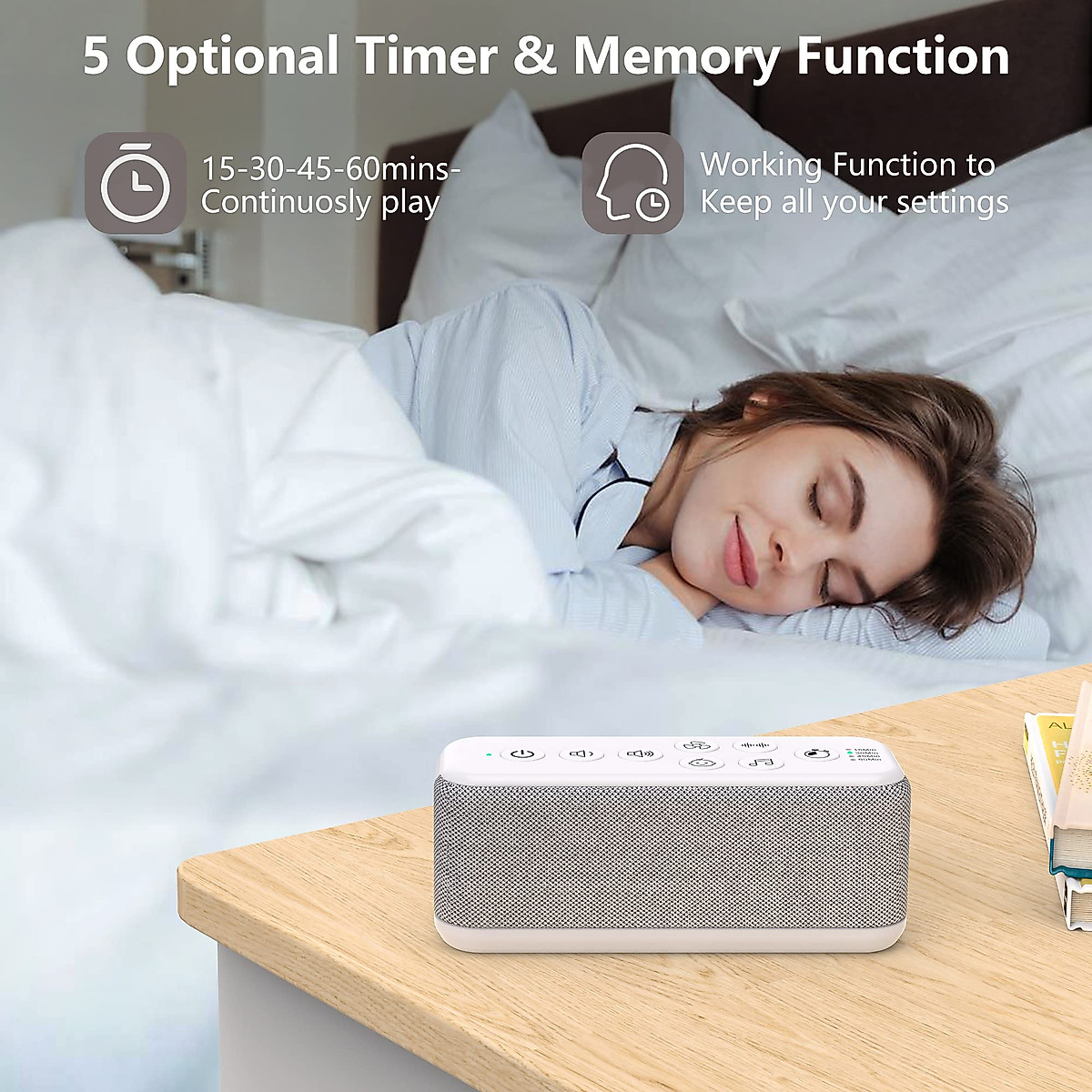 White Noise Sound Machine for Sleeping Baby Adults Kids-Portable Sleep Sound Therapy Machine, USB Rechargeable, 42 Soothing Sounds, Auto-Off Timer, 8 Volume Control & AC Adapter Included for Office
