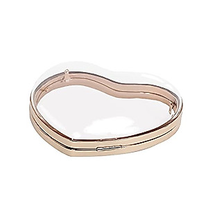 JAMBHALA Women Clear Acrylic Clutch Bag Mini Heart Handbag Evening Pouch with Detechable Chain (gold)