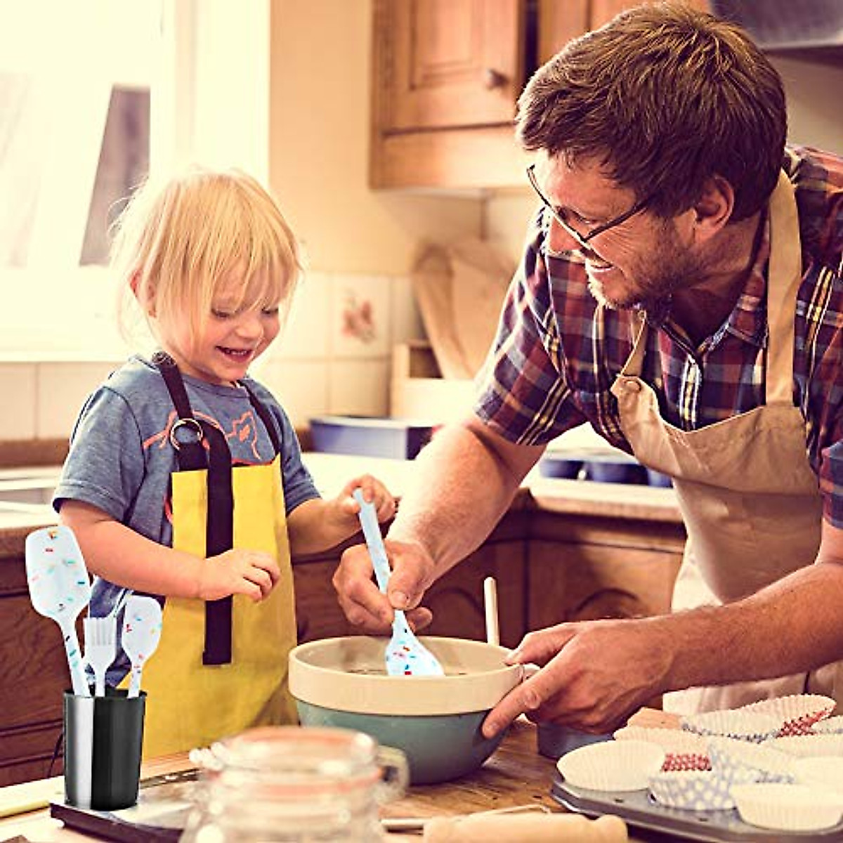 Shebaking Silicone Spatula Set, 6 Piece Heat Resistant Rubber Spatulas Set for Baking Cooking and Mixing Kitchen Utensils Seamless One Piece Spatula with Stainless Steel Core, Nonstick Dishwasher Safe