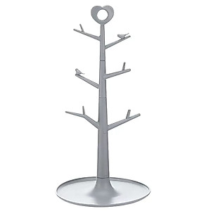 JIKBOQIALU Coffee Mug Tree for Counter Cup Holder Rack Stand Organizer Desk Table Countertop (Grey, Large)
