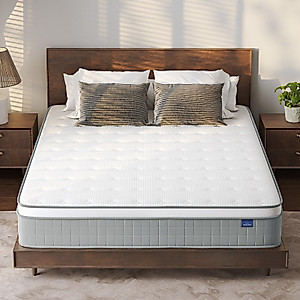 Vesgantti King Size Mattress, 12 Inch Innerspring Hybrid King Mattress in a Box, Pressure Relief Pocket Spring King Bed Mattress with Memory Foam & Knitted Fabric, Medium Firm, CertiPUR-US