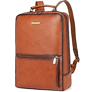 BOSTANTEN Genuine Leather Laptop Backpack 15.6 inch Computer Bag Vintage Business Work Backpack Travel Daypack for Men Women