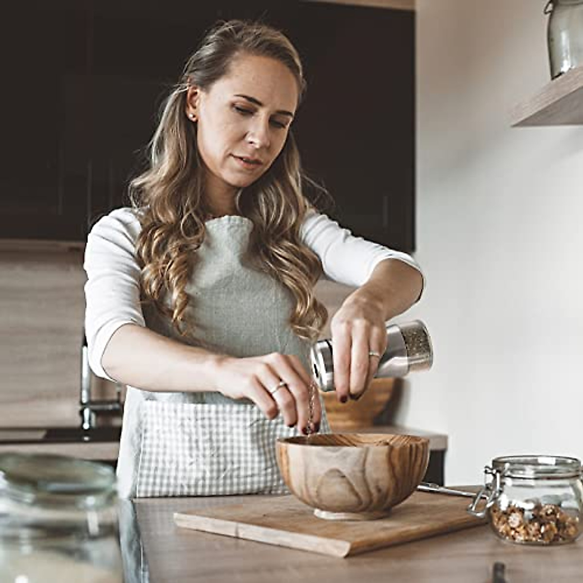 Salt and Pepper Shakers with Adjustable Pour Hole, 3 oz Salt Shaker with Clear Glass Bottom, Perfect for Black Pepper, Kosher And Sea Salts, Refillable Design - 2 PCS By Neodaco
