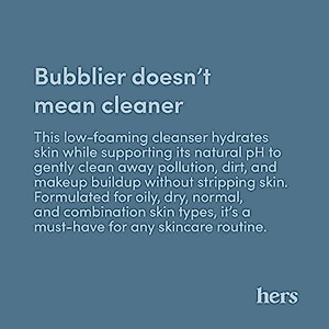 hers Clear Waters Hydrating Cleanser - Squalane Cleanser Face Wash Made for All Skin Types - Supports Skins Natural pH - Contains Hyaluronic Acid, Squalane, and Green Tea Extract - 6.8 fl Oz