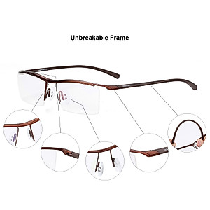 Agstum Pure Titanium Half Rimless Business Glasses Frame Eyeglasses Clear Lens